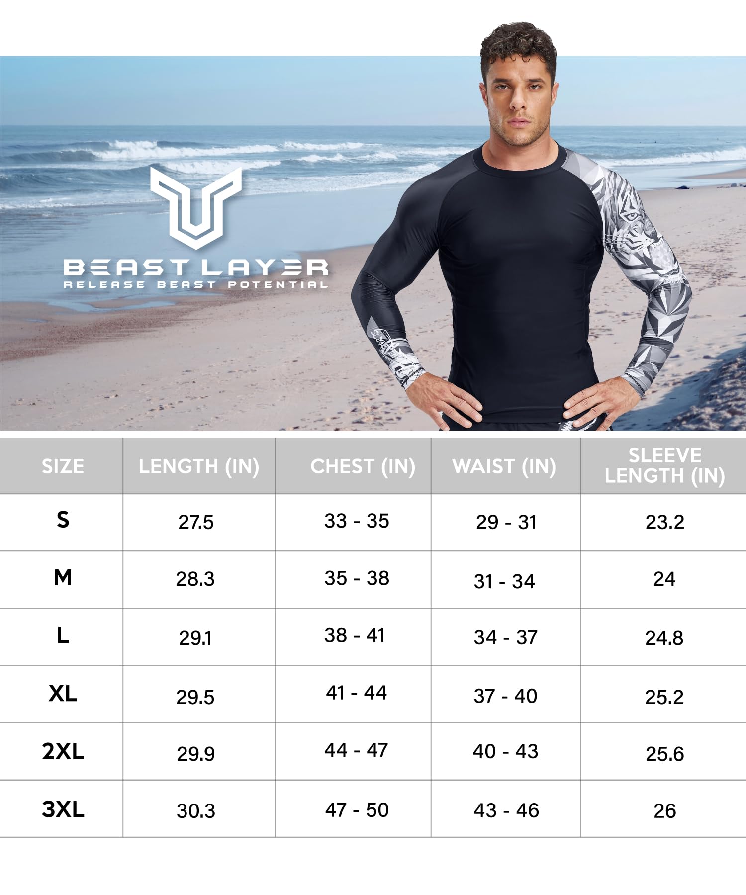 HUGE SPORTS Wildling Series UV Protection Quick Dry Compression Rash Guard (Cobra,M)