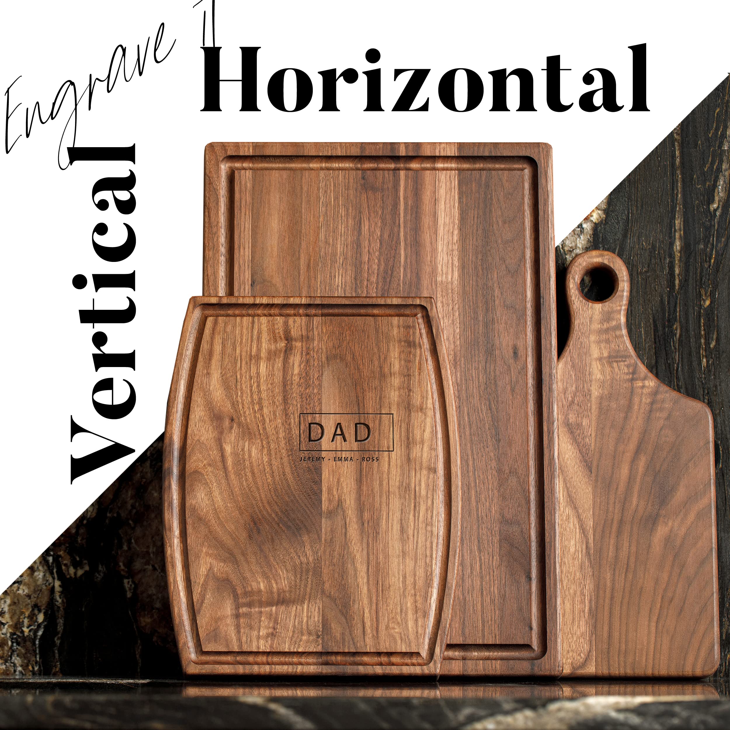 Personalized Walnut Cutting Board with Coasters, Mineral Oil and Gift Wrap Available - Customize Your Own Chopping Board by Choosing Design, Engraving Style and Text - Made in USA