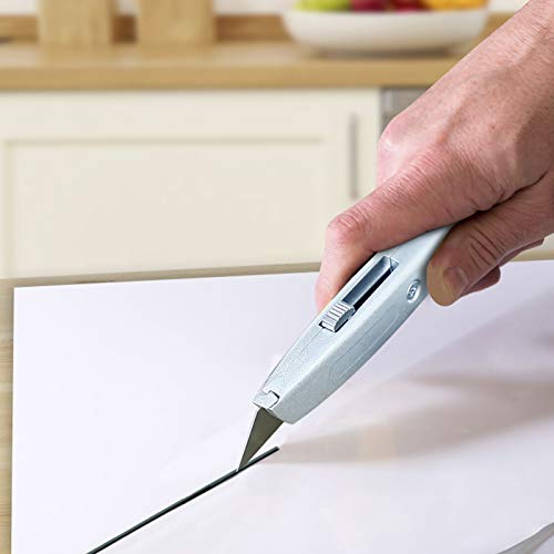 Retractable Utility Knife 2 Pack, Auto-Lock SK5 Box Cutter, Heavy Duty Carpet Cutter, Ergonomic Comfort Grip Razor Knife Utility