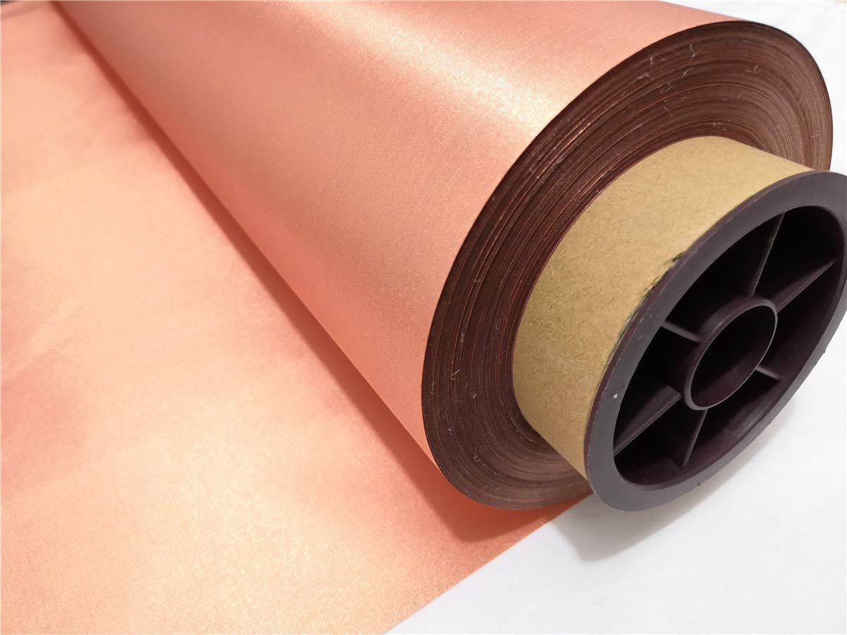 Pure Copper Fabric Blocking RFID/RF-Reduce EMF/EMI Protection Conductive Fabric for Smart Meters Prevent from Radiation/Singal/WiFi Golden Color 78"x43" inch