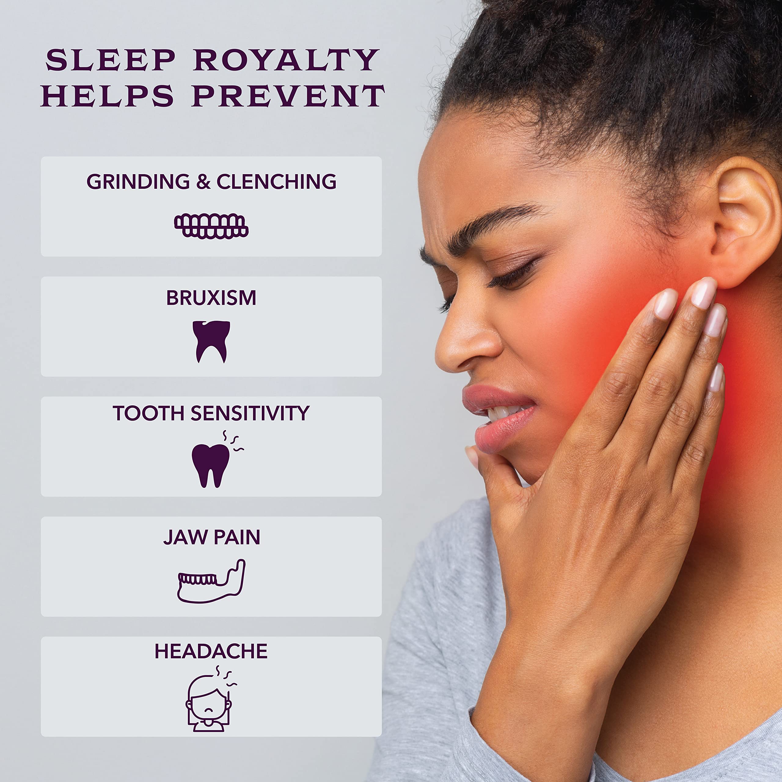 Sleep Royalty Night Guard - Pack of 2 Premium Moldable Mouth Guards for Teeth Clenching and Grinding at Night (Purple), Protective Case Included