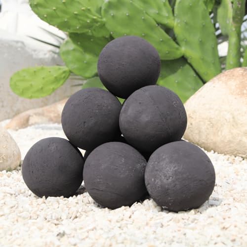 Heyfurni 10pcs Ceramic Fire Balls, 3 in Black Firepit Balls for Indoor/Outdoor Gas, Propane Fireplace, Fire Bowl, Fire Pit Accessories