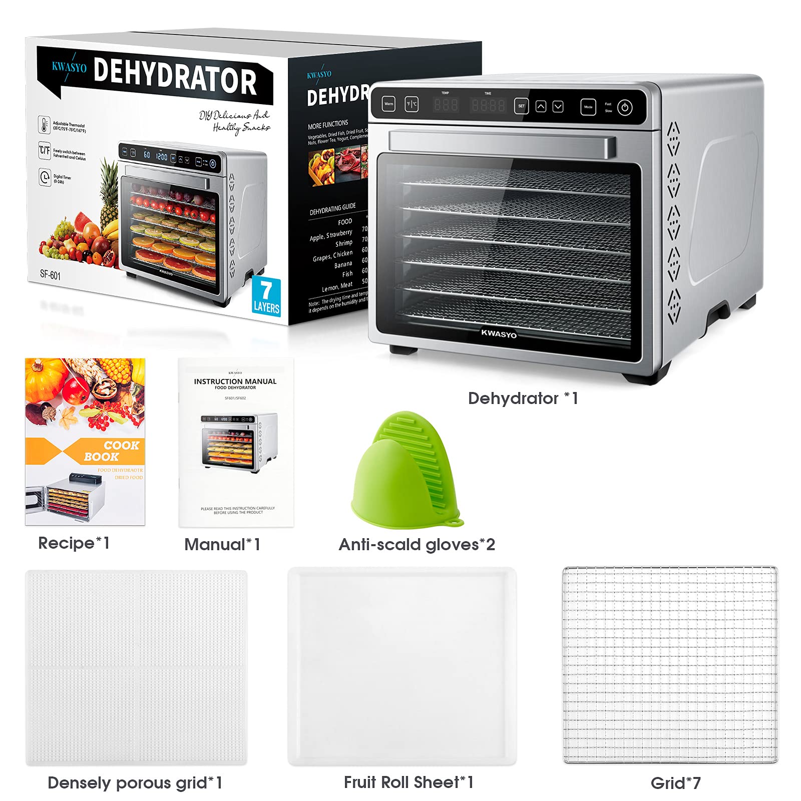 Kwasyo Food Dehydrator Machine, ALL Stainless Steel Dehydrator
