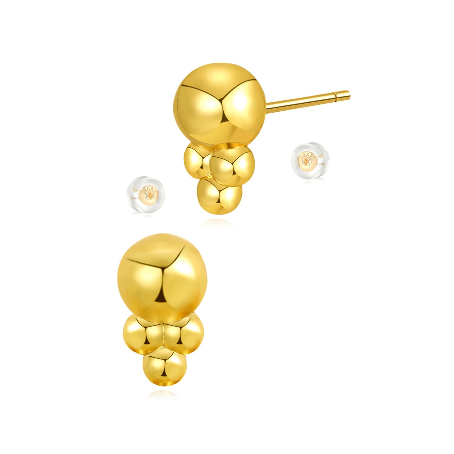 MRSXIA Dangle Earrings for Women Gold U-shape Bead Ball Chain Link Stud Drop 18K Gold Filled Small Simple Delicate Hypoallergenic Ear Jewelry