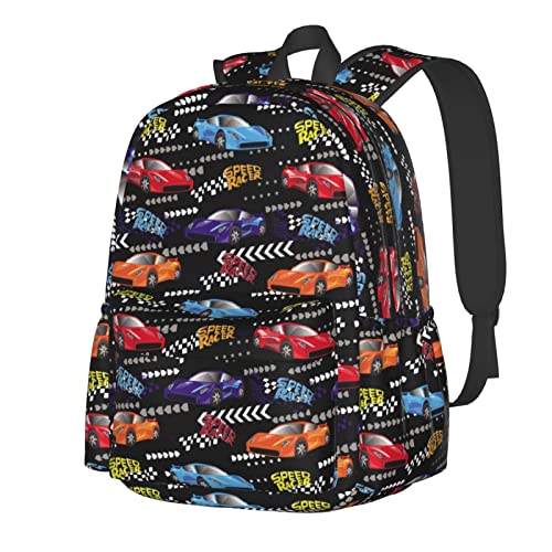 Zisqerts Racing Car Backpack 16 Inches Lightweight Travel Laptop Backpack