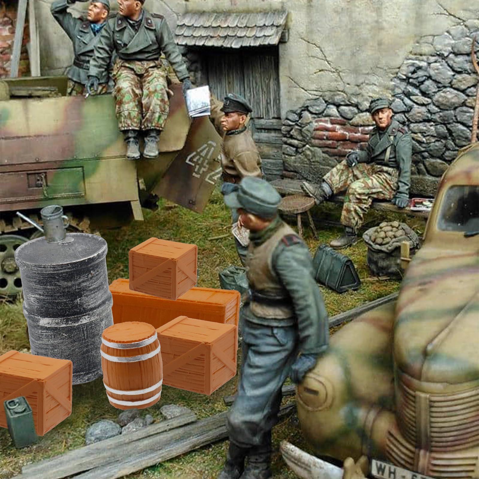 Warmtree Crates Barrels and Chests Terrain Model Kit Sand Table Simulation Landscape War Gaming Terrain Decoration Railroad Scenery War Gaming Scenery