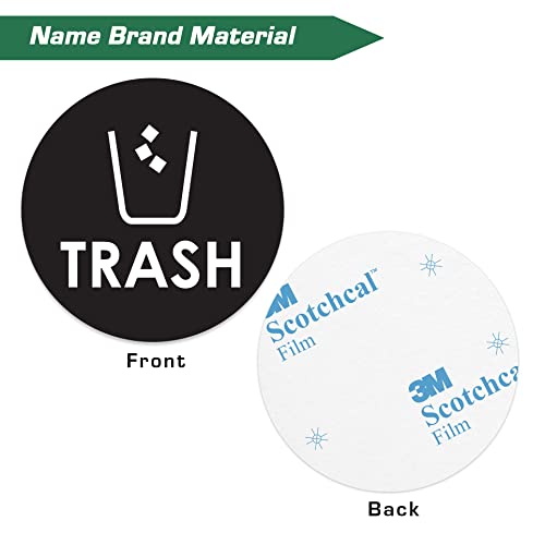 Recycle and Trash Can Compost Sticker - 4"x4" Adhesive Round Labels - 6 Pack Bundle Set - Indoor Home Kitchen & Office Disposal Bins (Pixelverse Design)