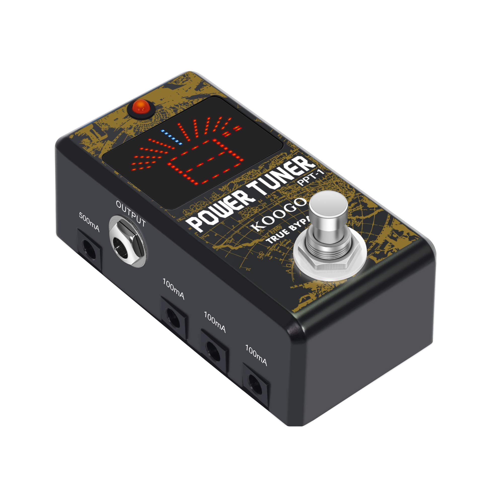 Koogo Guitar Tuner Pedal Power Supply High Precision Chromatic Tuning with 8 Ways 9V DC Power Output