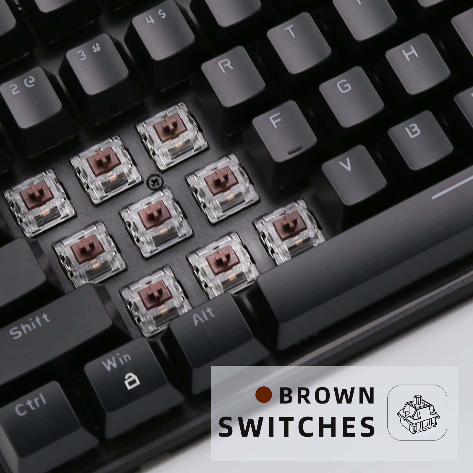 Newmen GM325 Gaming Keyboard Mechanical Keyboard,LED Backlit Wired 104 Keys Mechanical Gaming Keyboard,Anti-ghosting,Macro Programmable PC Gaming Keyboards for Windows Computer Laptop(Brown Switch)
