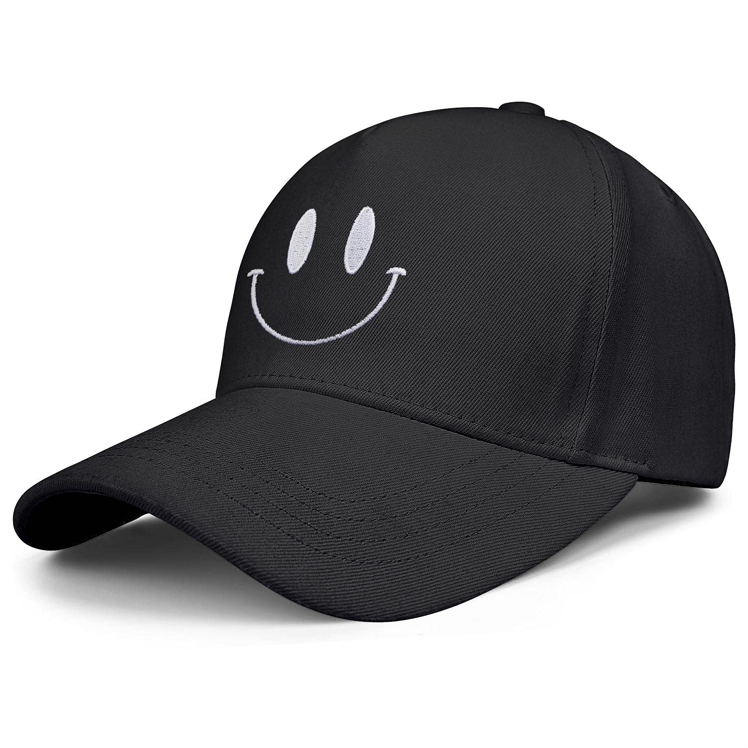 LHSCVUFASC Embroidered Smiley Face Hat Adjustable Baseball Cap Cute Cap Cotton Dad Hats for Men Women Black One Size