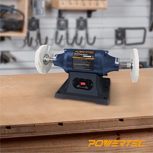 POWERTEC BF600 Bench Buffer Polisher, 6 Inch Buffing & Polishing Machine for Metal, Jewelry, Knives, Wood, Jade and Plastic