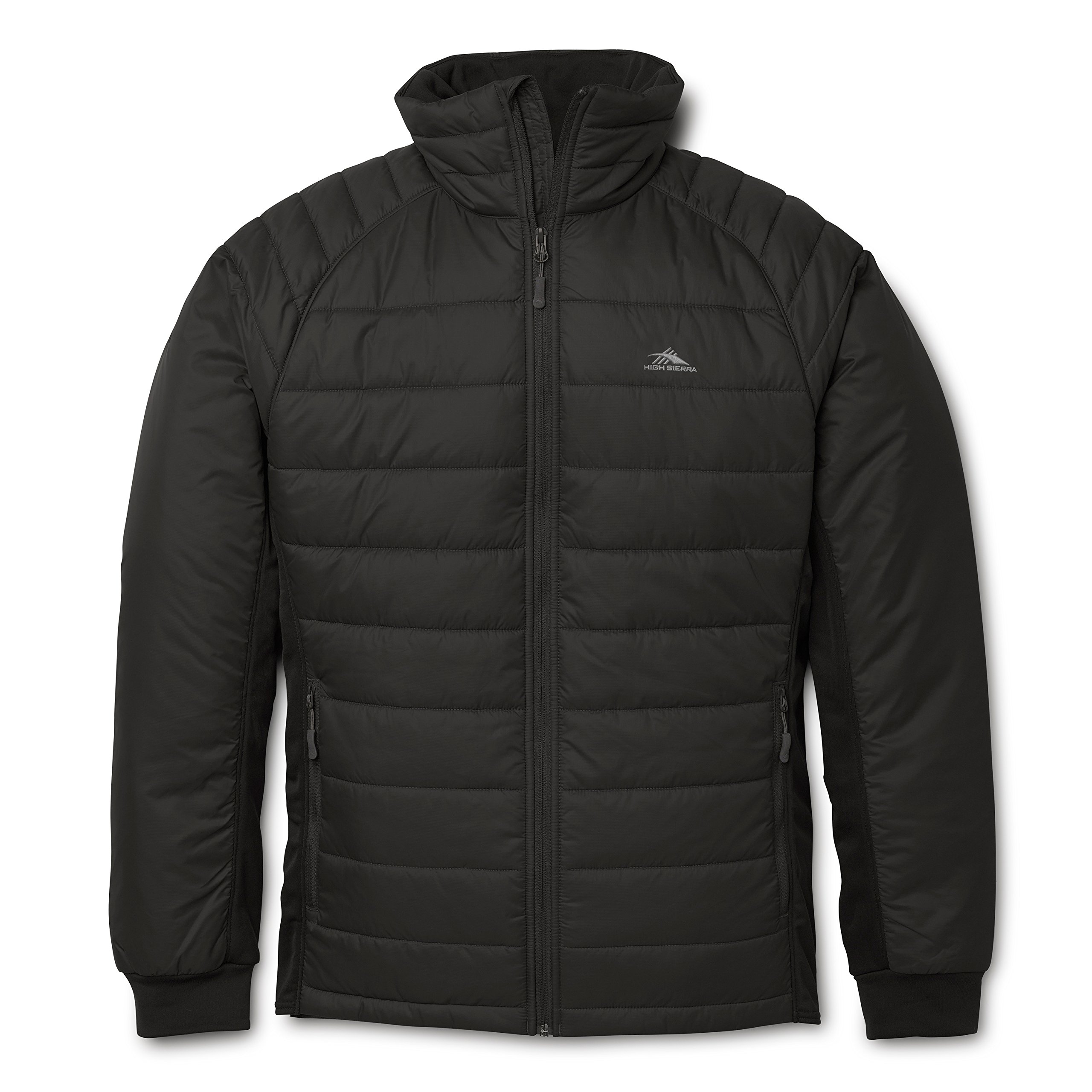 High Sierra Molo Men’s Hybrid Insulated Full Zip Jacket Lightweight Black Coat, X-Large, Black