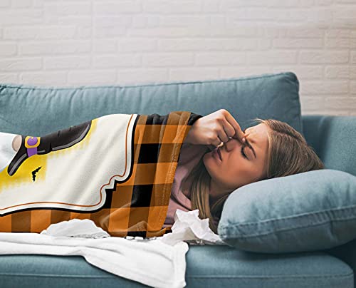 Throw Blanket- Halloween Soft Warm Plush Fleece Bed Throw,50x60In Flannel Blankets Glowing Gnome with Pumpkins Cats Bedding Throws for Women/Men Bedroom Living Room Office Decor Buffalo Gingham
