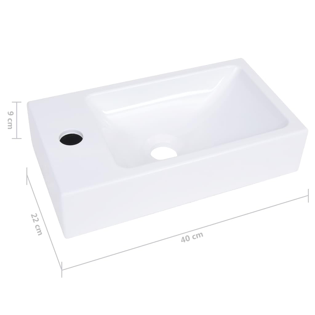 Wash Basin 15.7"x8.7"x3.5" SMC White,Durable Bathroom Wash Basin with Faucet Hole for Countertop or DropIn Installation Bath Fixtures,Bathroom Sinks