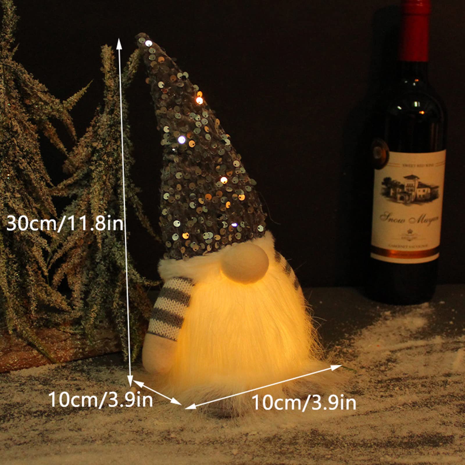 IAMAGOODLADY Christmas Decoration Christmas Sequins with Lights Rudolph Doll Christmas Luminous Faceless Doll Ornaments Cute Handmade Swedish Gnome Dwarf Plush Elf Toy Home Decor Table Ornament