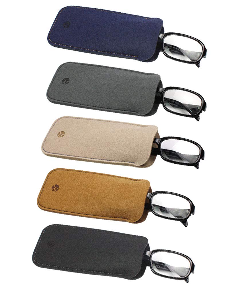 JAVOedge [5 PACK], Soft Felt Slip In Pouch Case for Sunglasses, Reading Glasses, MicroFiber Cloth