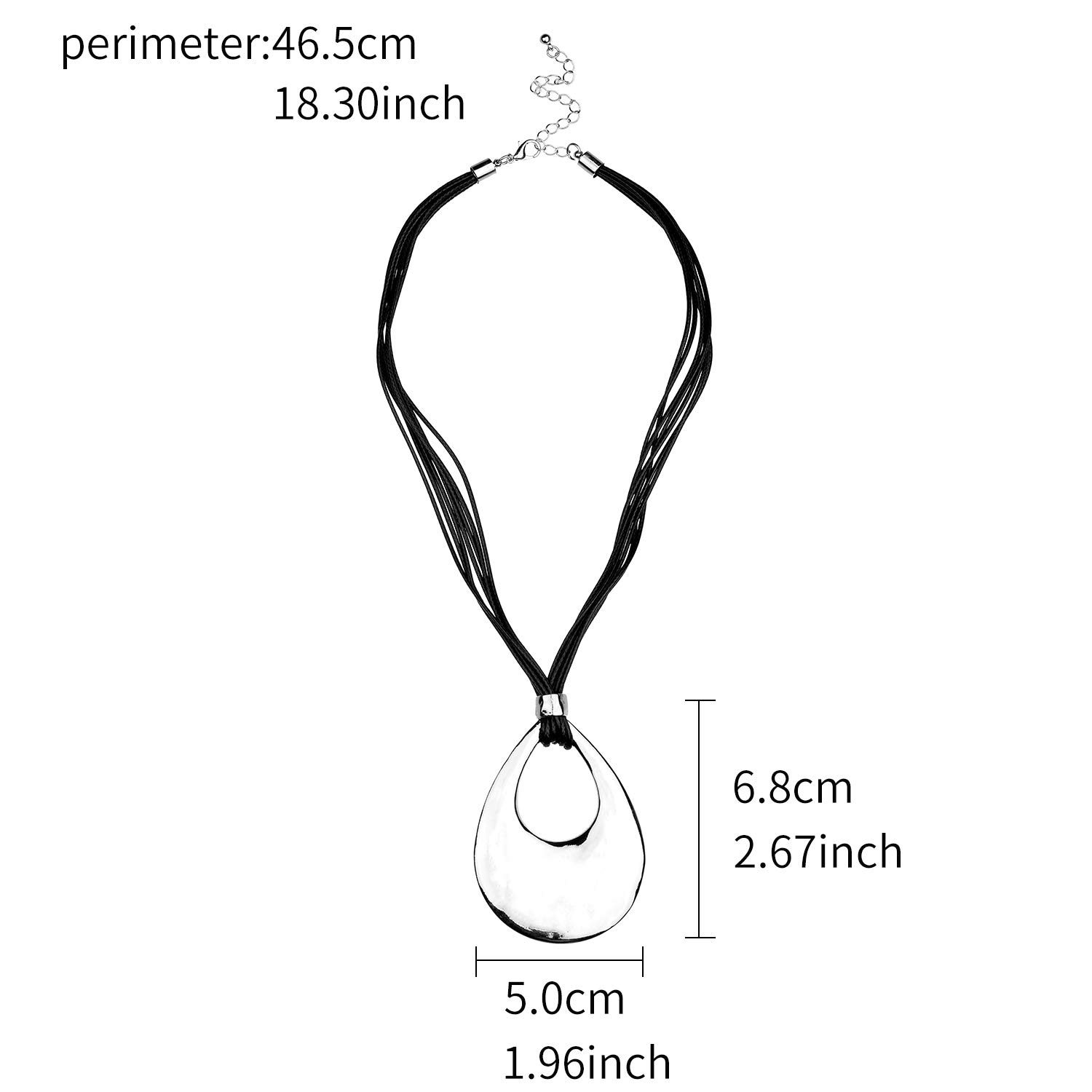 Nicole Miller Black Multi-strand Silver Teardrop Tribal Chain Necklace
