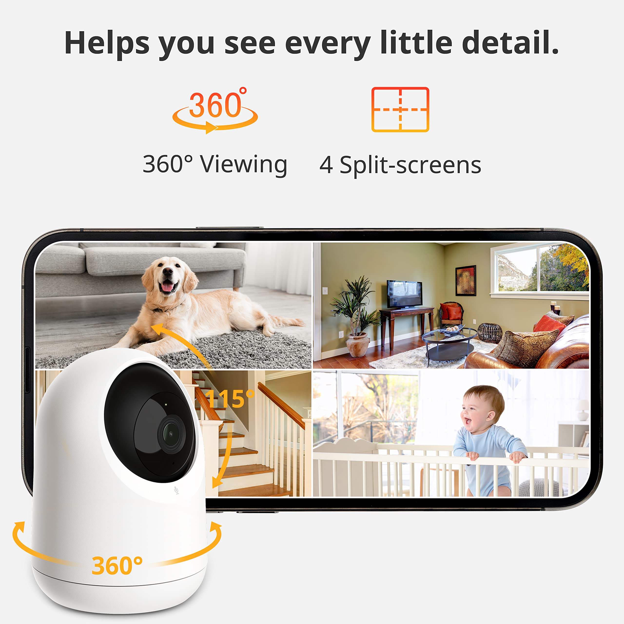 SwitchBot Baby Monitor with Camera, Audio Two-Way Talk, Pan/Tilt Cam 2K Ultra HD for Home Security, Indoor Camera WiFi 2.4G Works with Alexa & Google Home, Night Vision, Motion Tracking, Privacy Mode