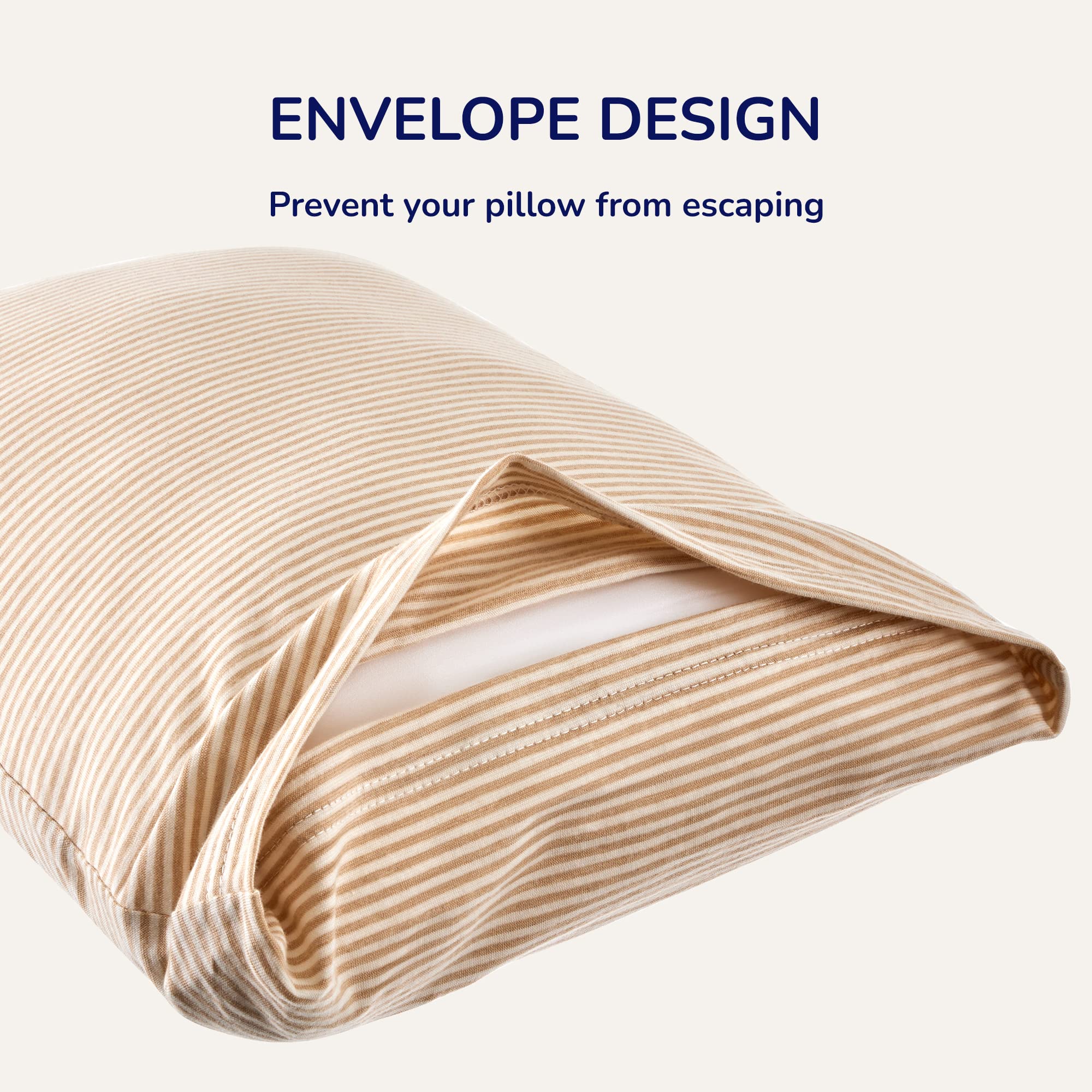 SLEEP ZONE Toddler Pillow with 100% Cotton Pillowcase 13X18 inches, Soft Supportive Ergonomically Baby Pillow for Sleeping - Machine Washable Kids Travel Pillow (Brown Stripes)