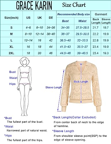 Women's 2023 Fall Lapel Collar V Neck Long Sleeve Knitted Comfy Loose Casual Pullover Sweater Jumper Top Grey L
