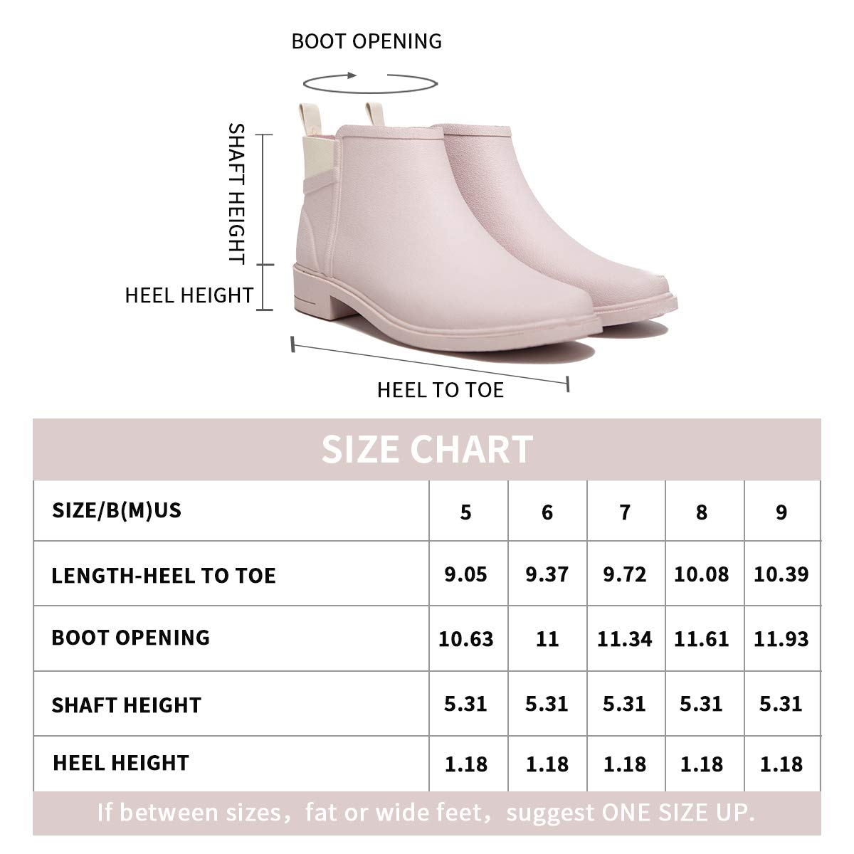 L Rain Women's Ankle Rain Boots Fashion Rain Shoes Chelsea Booties-Pink 9