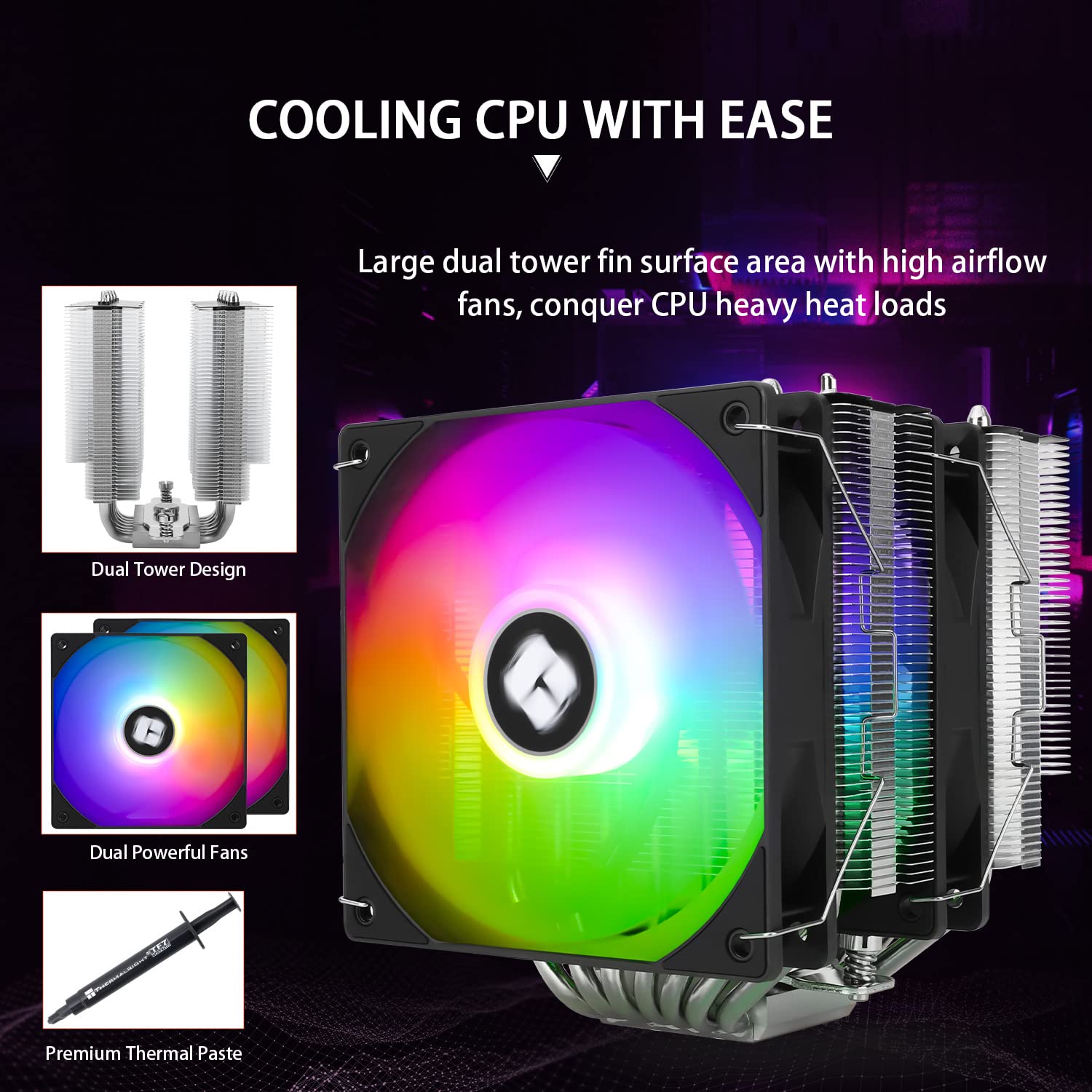 Thermalright Phantom Spirit 120 SE ARGB CPU Air Cooler, 7 Heatpipes CPU Cooler,Dual 120mm PWM Fans, for AMD AM4/AM5/Intel 1851/1700/1150/1151/1200