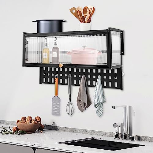 Wall Cabinet Balcony Black Kitchen Wall Cabinet Living Room Bedroom Storage Cabinet Flip-Up Door Wall Cabinet Wall-Mounted Locker 85 * 28cm