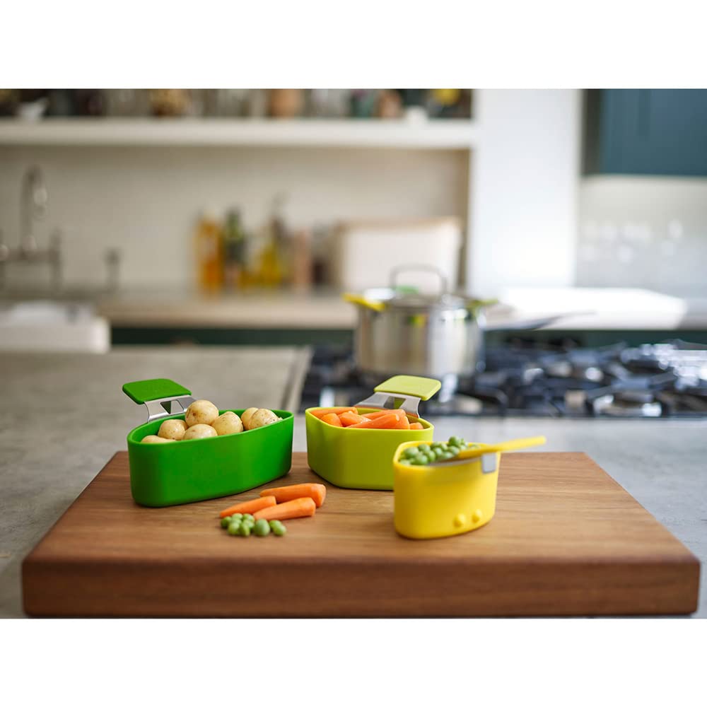 Joseph Joseph Nest Steam Stackable Steamer Basket Set with Three Compartments (3 Piece), One Size, Green