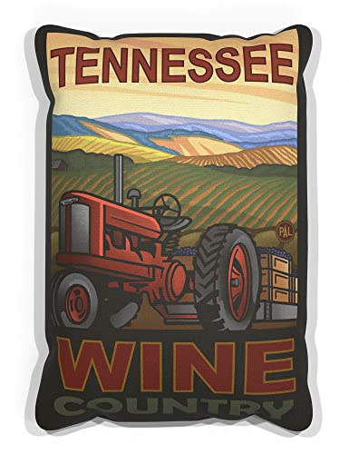 Tennessee Wine & Tractor Canvas Throw Pillow for Couch or Sofa at Home & Office from Travel Artwork by Artist Paul A. Lanquist 13" x 19".