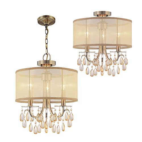 Hampton 3 Light Polished Chrome Clear Crystal Drum Shade Mini Chandelier