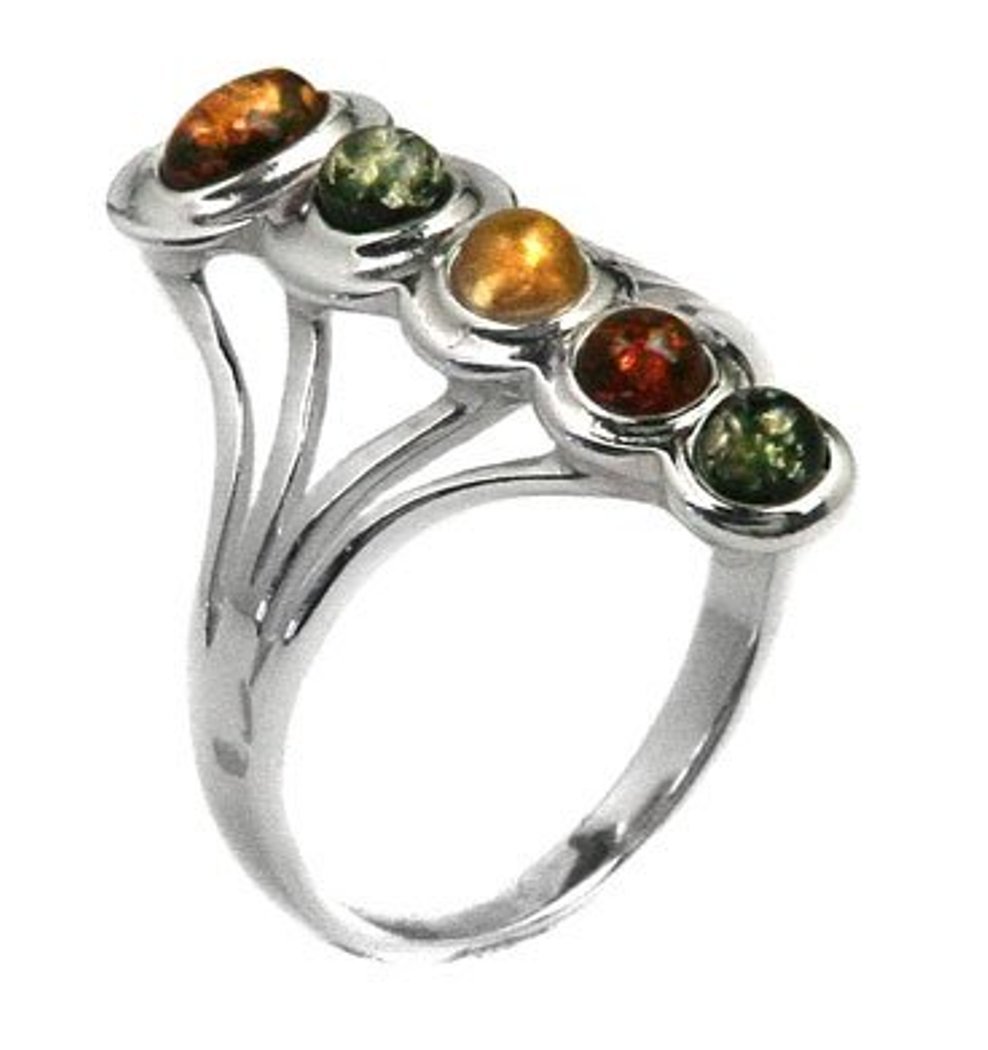 Ian and Valeri Co. Multicolor Amber Sterling Silver Fashion Chakra Ring