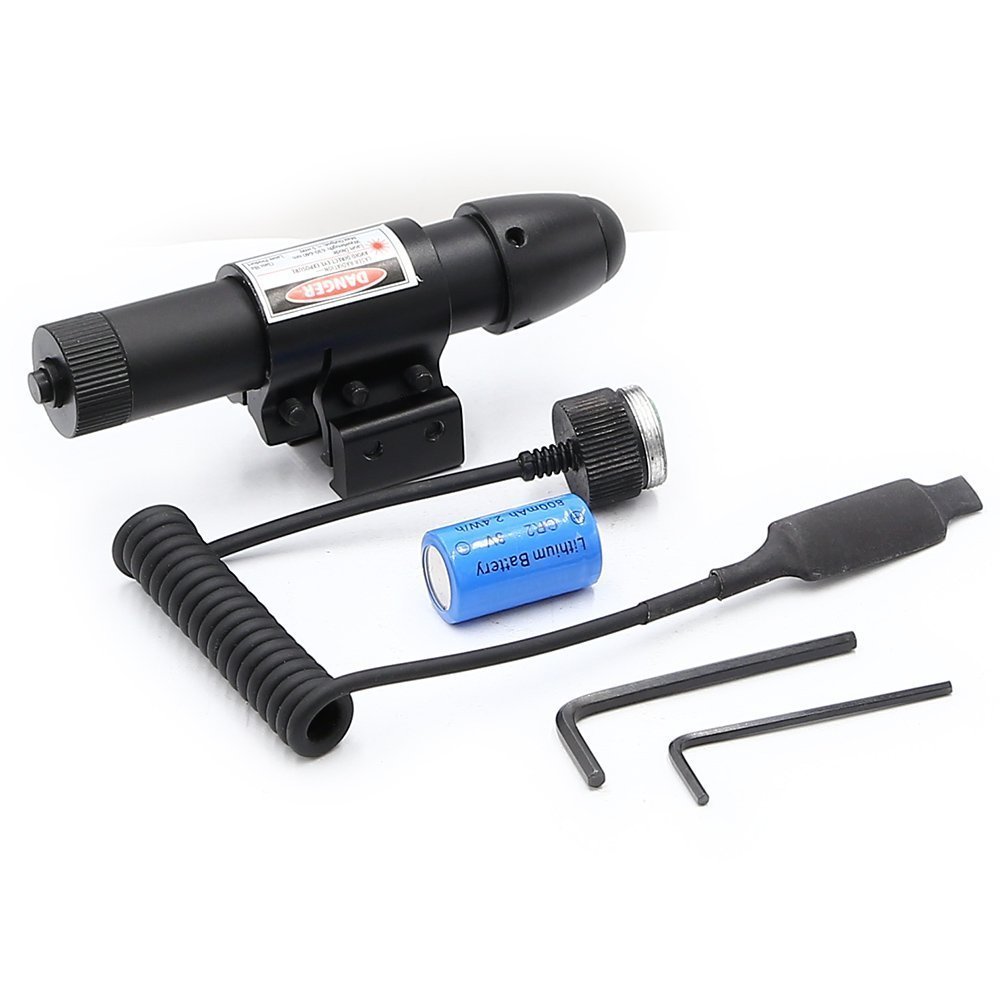 Higoo Powerful Red Laser Dot Sight, Military Tactical Hungting Red Laser Scope, Red Laser Aiming Sightarrel Mount & Pressure Switch
