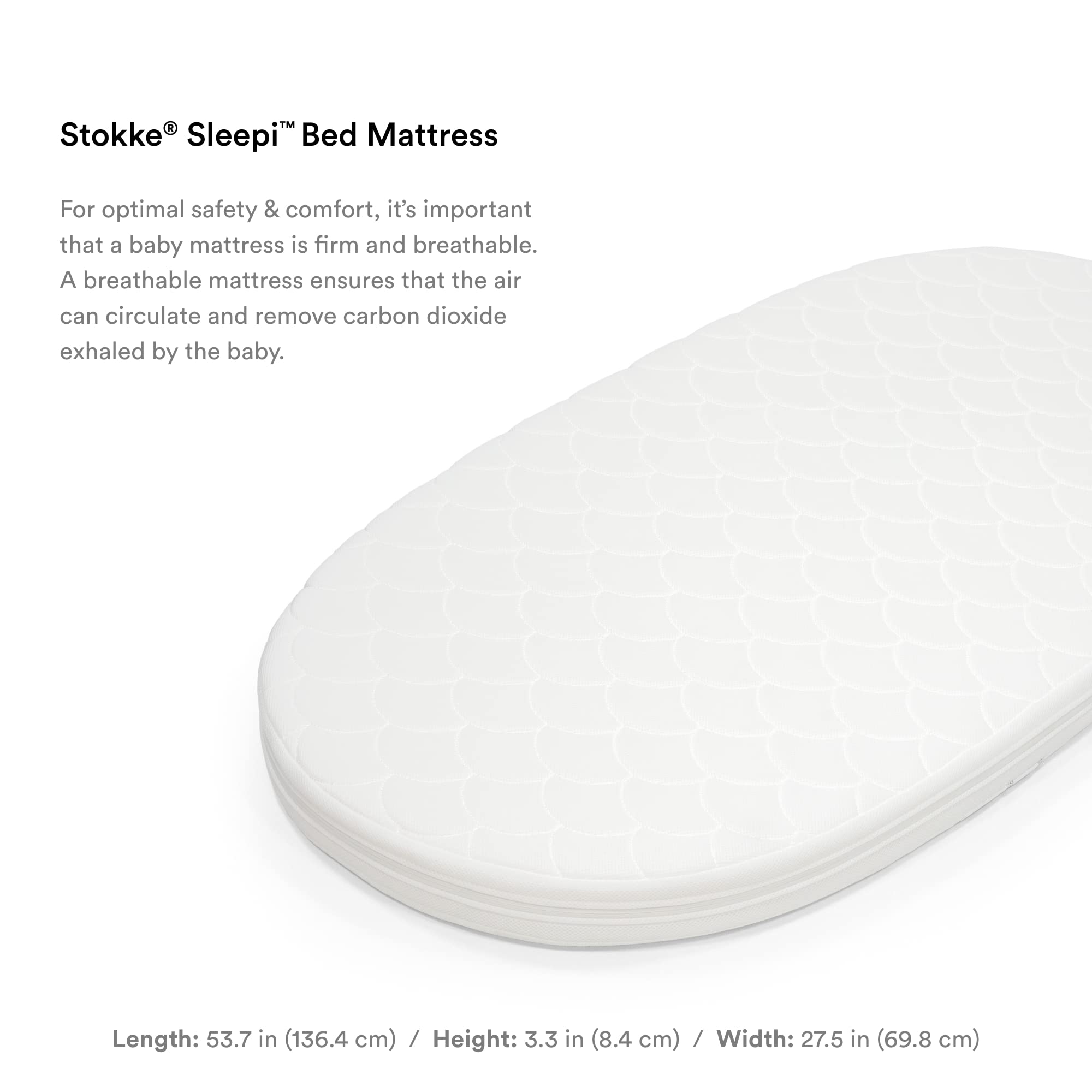 Stokke Sleepi Mattress, White - Four Layers of Breathable 3D Mesh for Safe Sleep - Offers Comfort & Support for Children - Washable