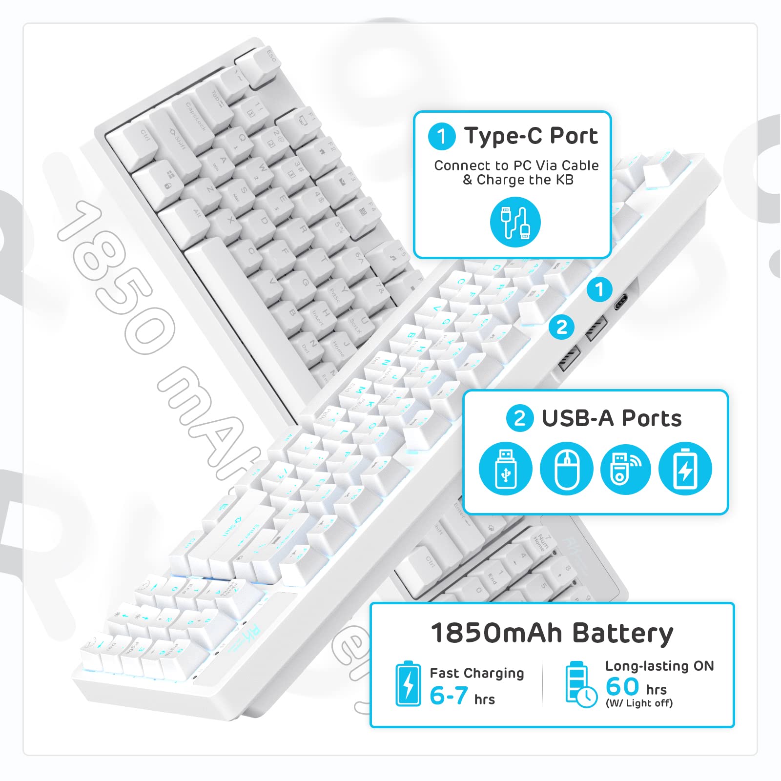 RK ROYAL KLUDGE RK89 85% Triple Mode BT5.0/2.4G/USB-C Hot Swappable Mechanical Keyboard, 89 Keys Compact Mechanical Keyboard with Detachable Frame & Software (Hot-Swappable Brown Switch, Black)