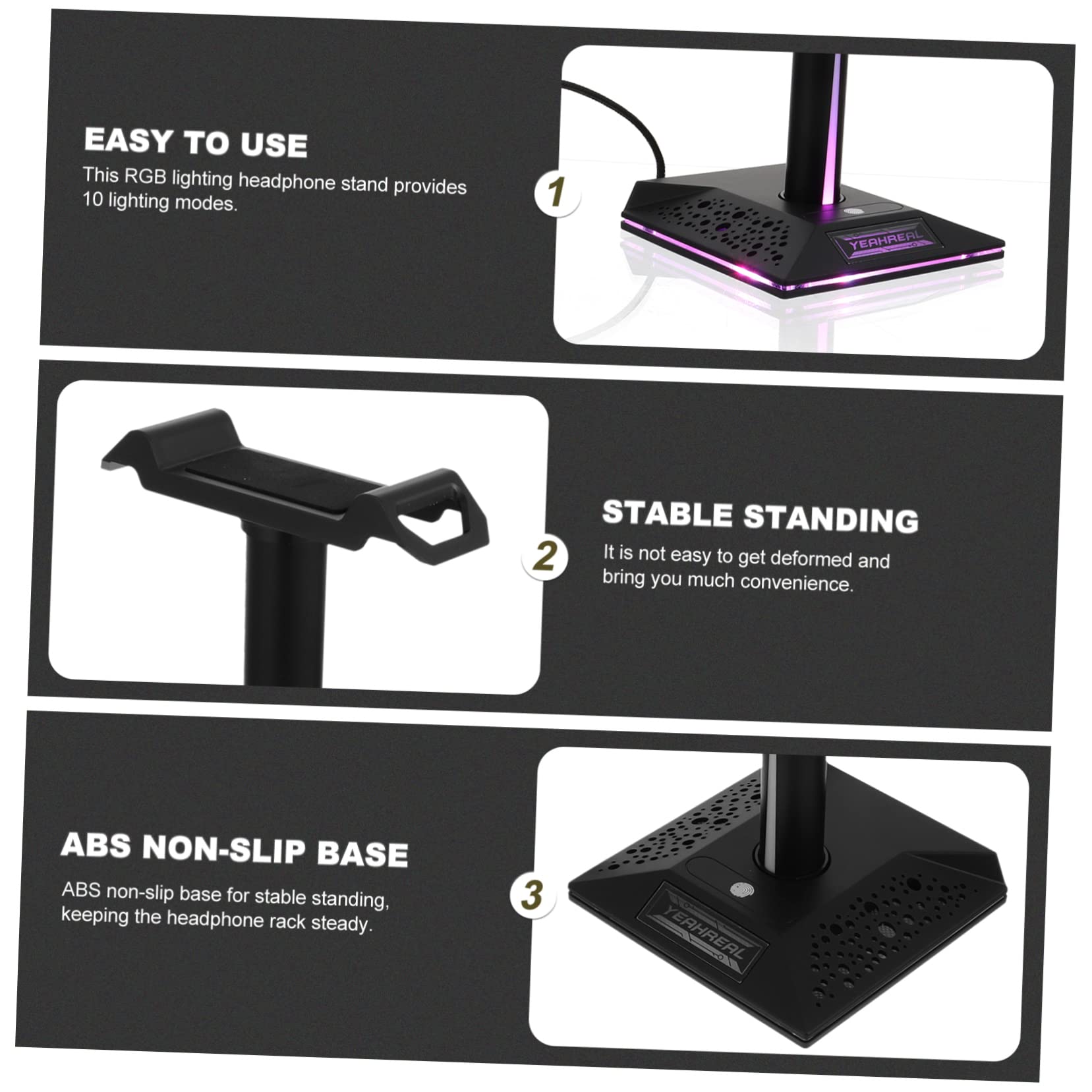 Parliky 7pcs Headphone Stand Aluminum Alloy Desk Accessories