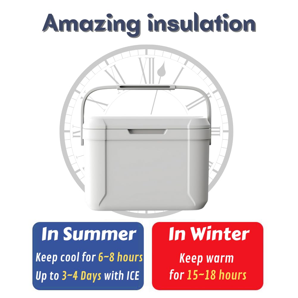 HiGropcore 5/8/13 Quart Camping Cooler with Temperature Indication - Hard Ice Retention Cooler Lunch Box - Portable Small Insulated Cooler
