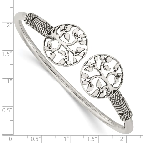 IceCarats 925 Sterling Silver Tree of Life Vintage Flexible Bangle Charm Bracelet