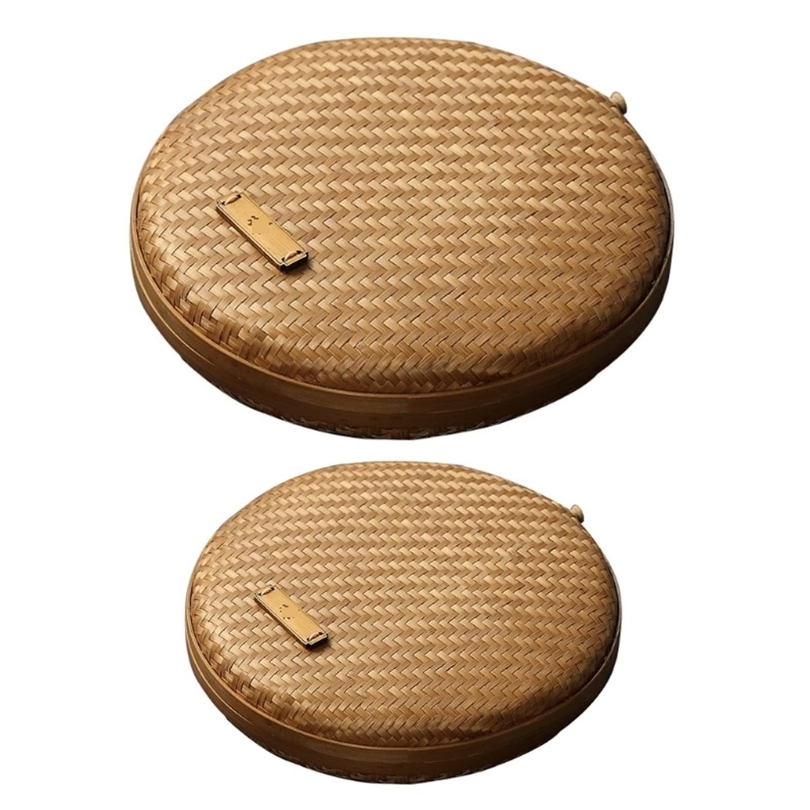 MSMMZ Egg Basket Handmade Rattan Tea Storage Basket Snack Box with Sundries Cover, Jewelry Tea, Egg Box (Color : S)