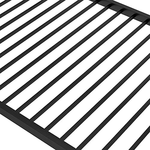 Twin Over Twin Metal Bunk Bed Frame with Safety Guard Rail and Ladder, Space-Saving, No Box Spring Needed, Noise Free (Black)