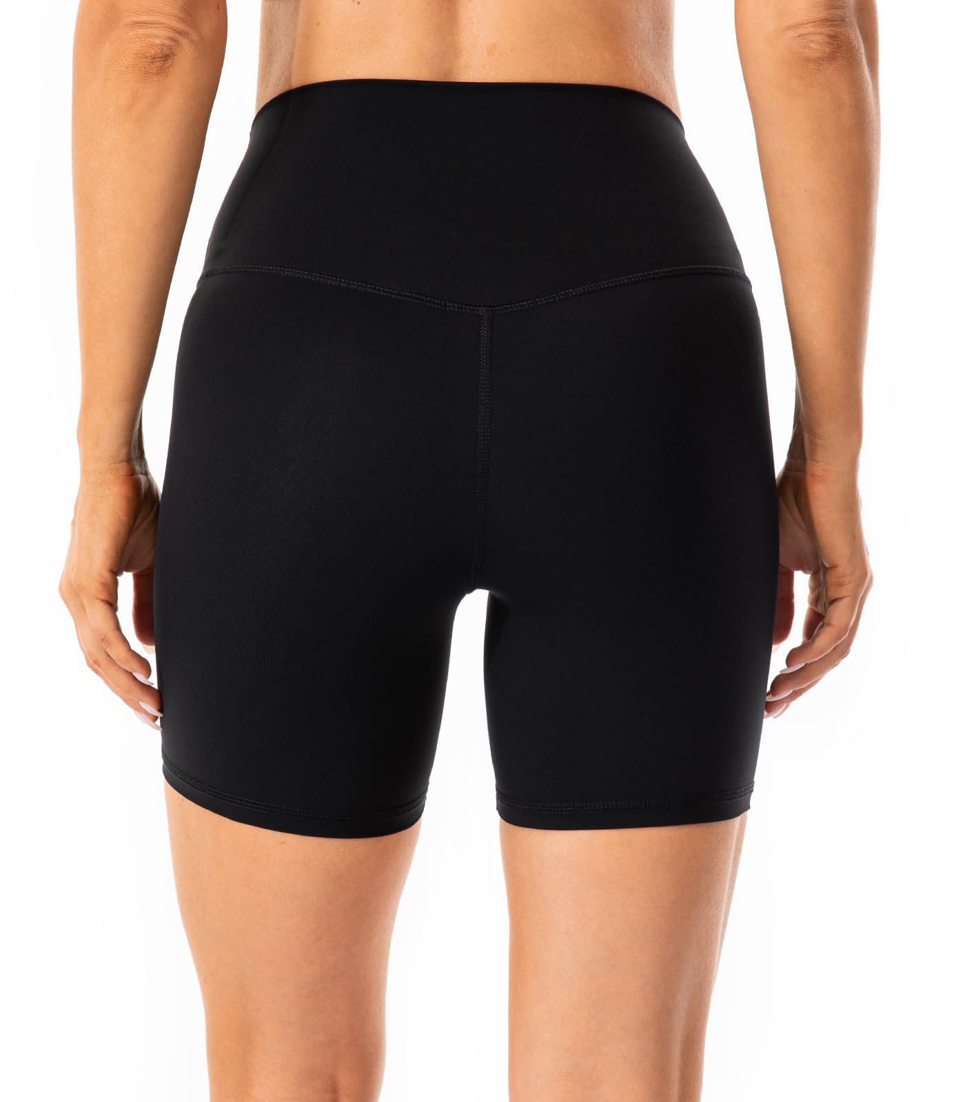 Lavento Women's All Day Soft Yoga Shorts 6 Inch - Workout Gym Running Active Biker Shorts for Women (Black, 6)