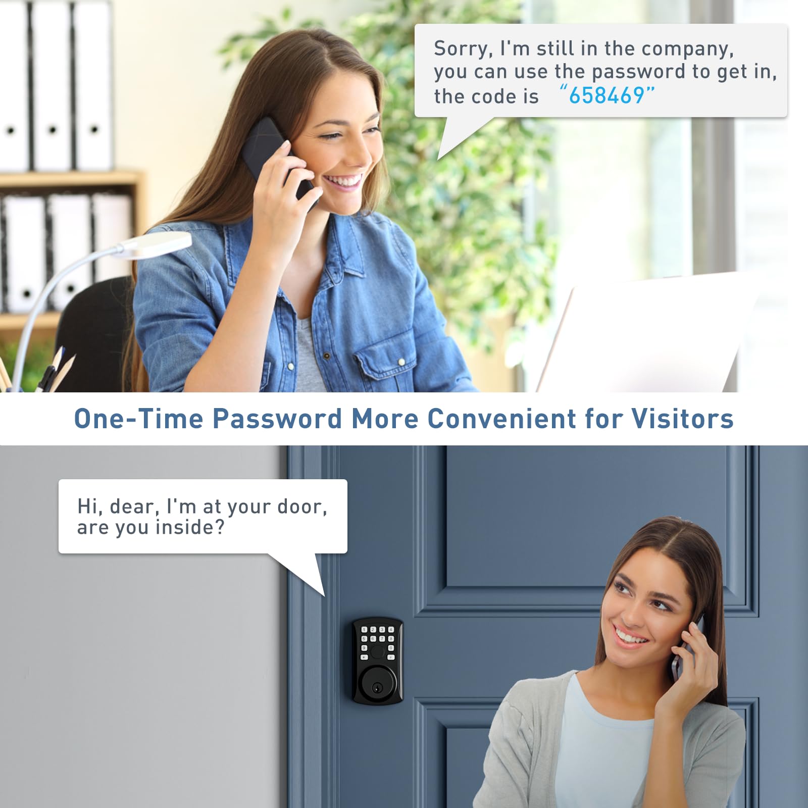 HIDALIFE Keyless Entry Door Lock Set, Deadbolt Smart Lock, Electronic Keypad Deadbolt with Shelby Lever for Front Door, Office, Apartment, Easy-Installation, Auto Lock- Matte Black