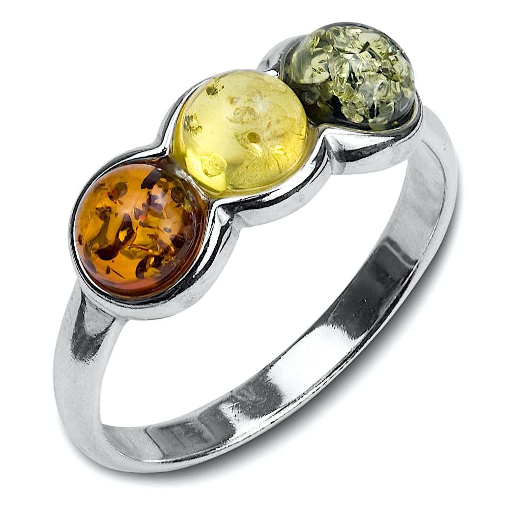 Ian and Valeri Co. Multicolor Amber Sterling Silver Triple Round Ring