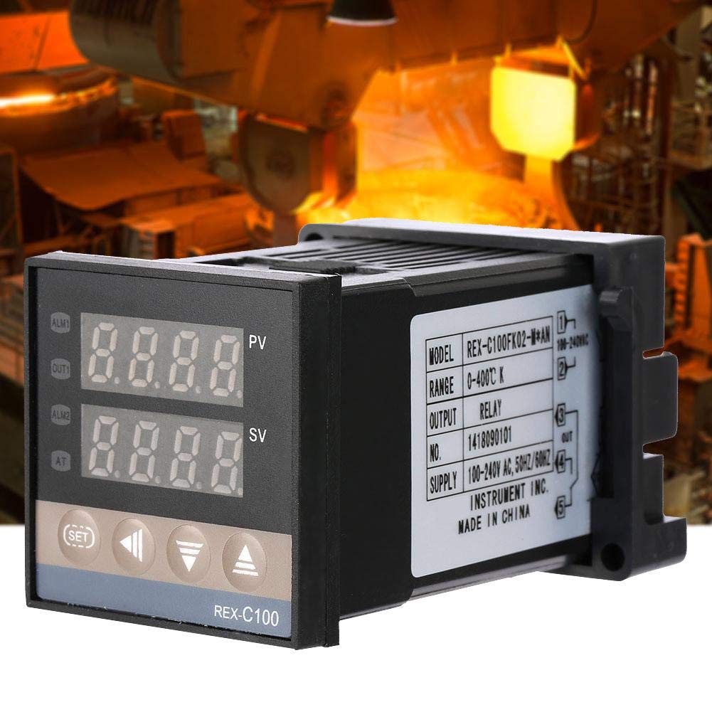 REX-C100 Temperature Controller, REX-C100FK02-M*an PID Digital Temperature Controller Relay Output Thermostat AC 250V Temperature Control Switch