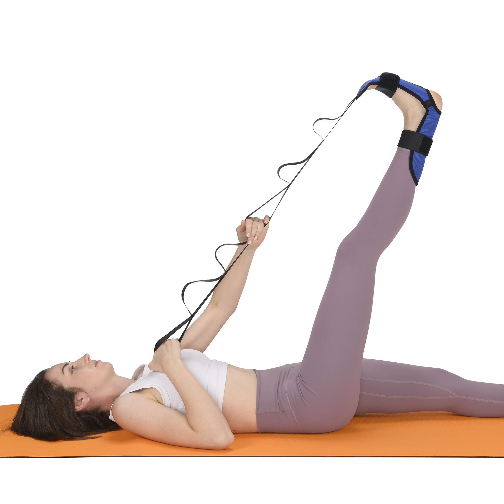 Koreyal Leg Stretcher for Achilles Tendonitis and Plantar Fasciitis Relief, Yoga Stretching Strap Equipment | Calf, Foot, Toe, Ankle, Hamstring Stretching, Blue, Black