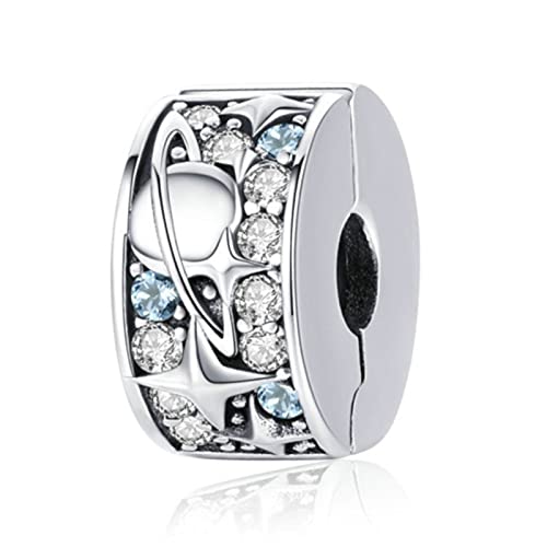 La Menars Shining Elegance Path Clip Cubic Zirconia Charm in Sterling Silver for Women Girls Bracelets Birthday Gift