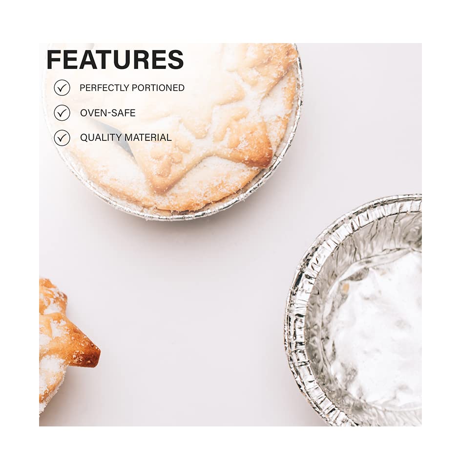 MT Products Aluminum Foil Clamshells - Pack of 50 Mini Pans for Baking Clam Shells - Disposable Pie Tins - Plate for Serving All Types of Clam Pies