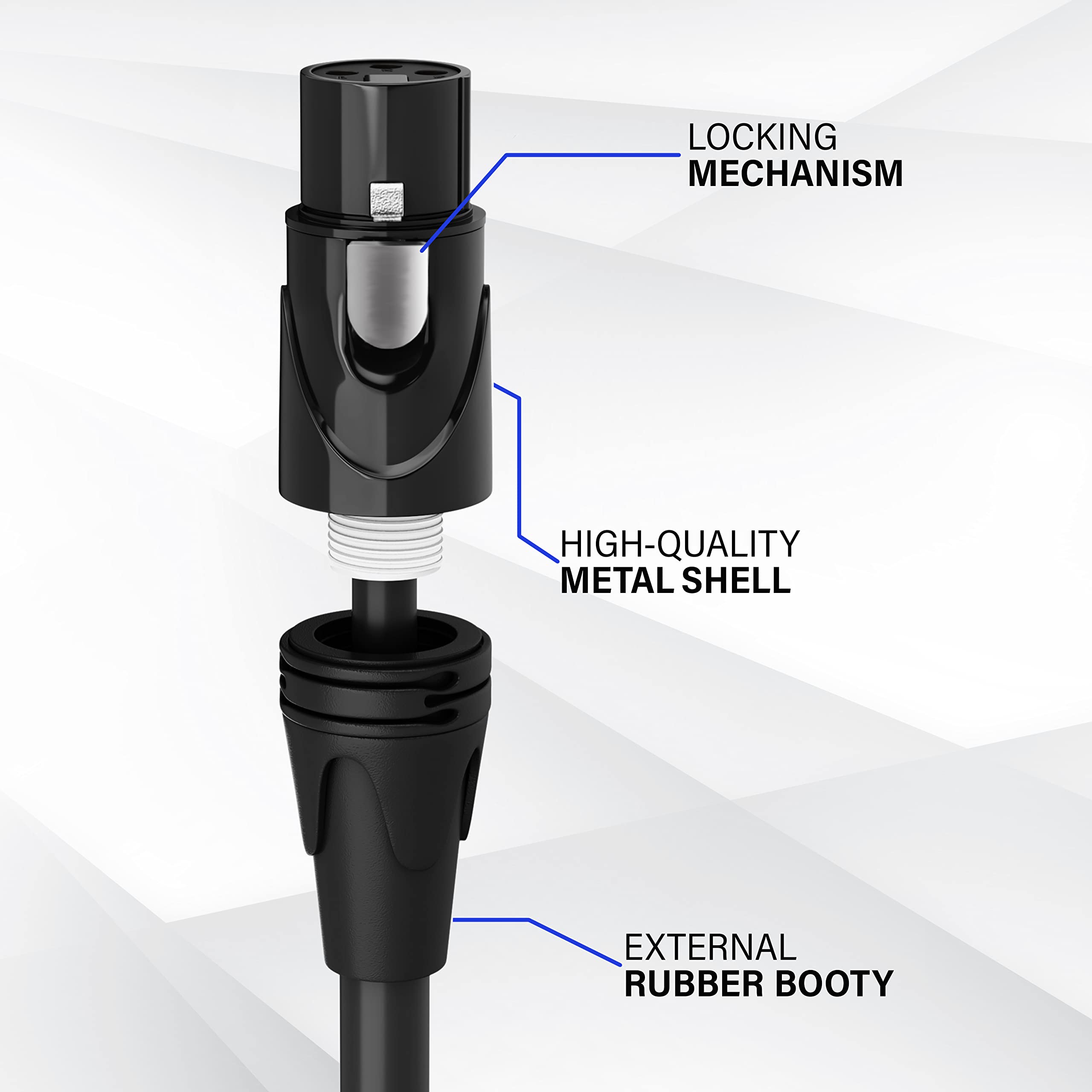 LyxPro 100 Feet XLR Microphone Cable Balanced Male to Female 3 Pin Mic Cord for Powered Speakers Audio Interface Professional Pro Audio Performance and Recording Devices - Black