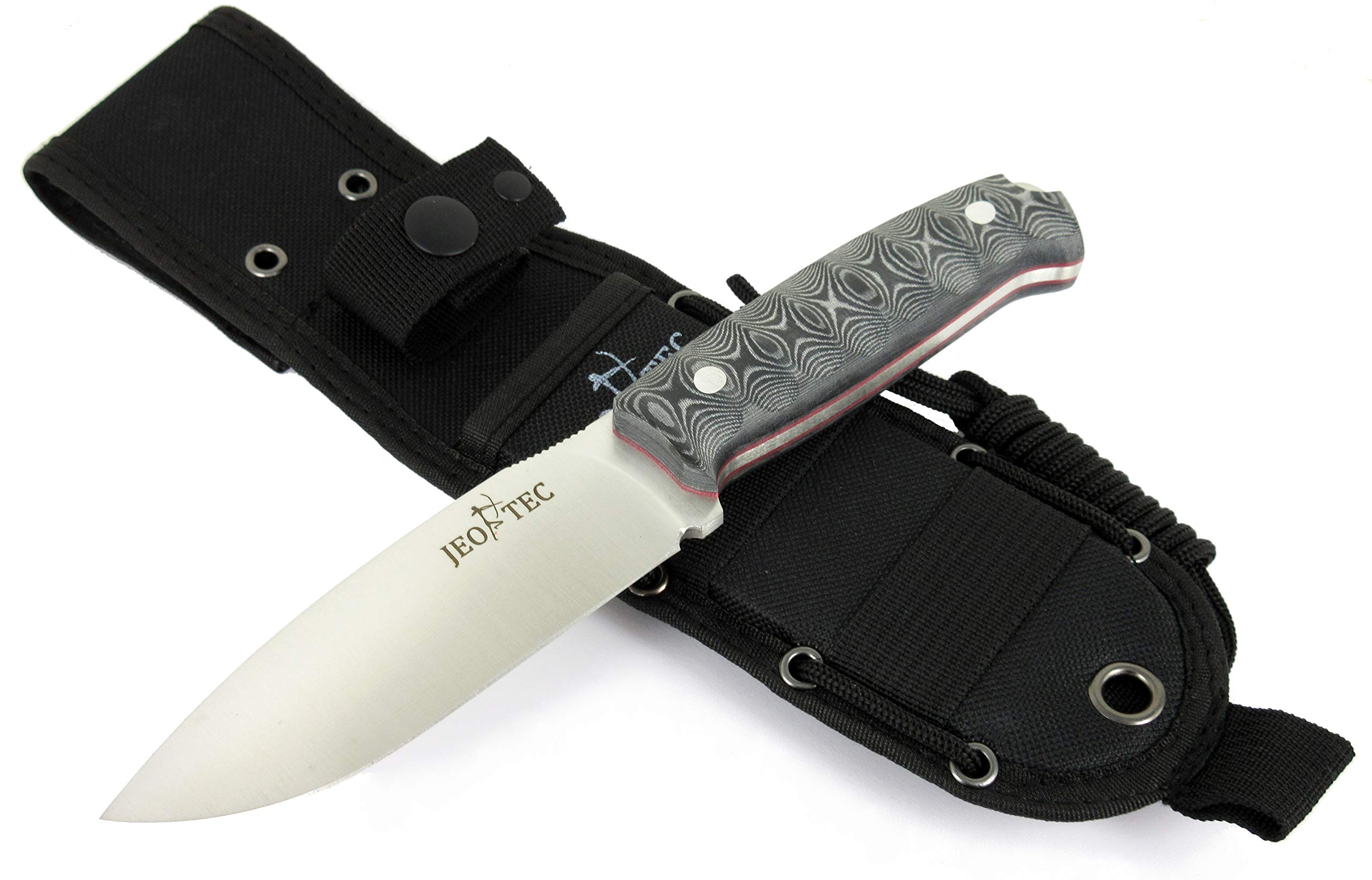 JEO-TEC nº3 Bushcraft Survival Knife | Full Tang Fixed Blade Outdoor Camping Utility Hunting Knife in Nylon Sheath | MOVA Steel | Gift for Him