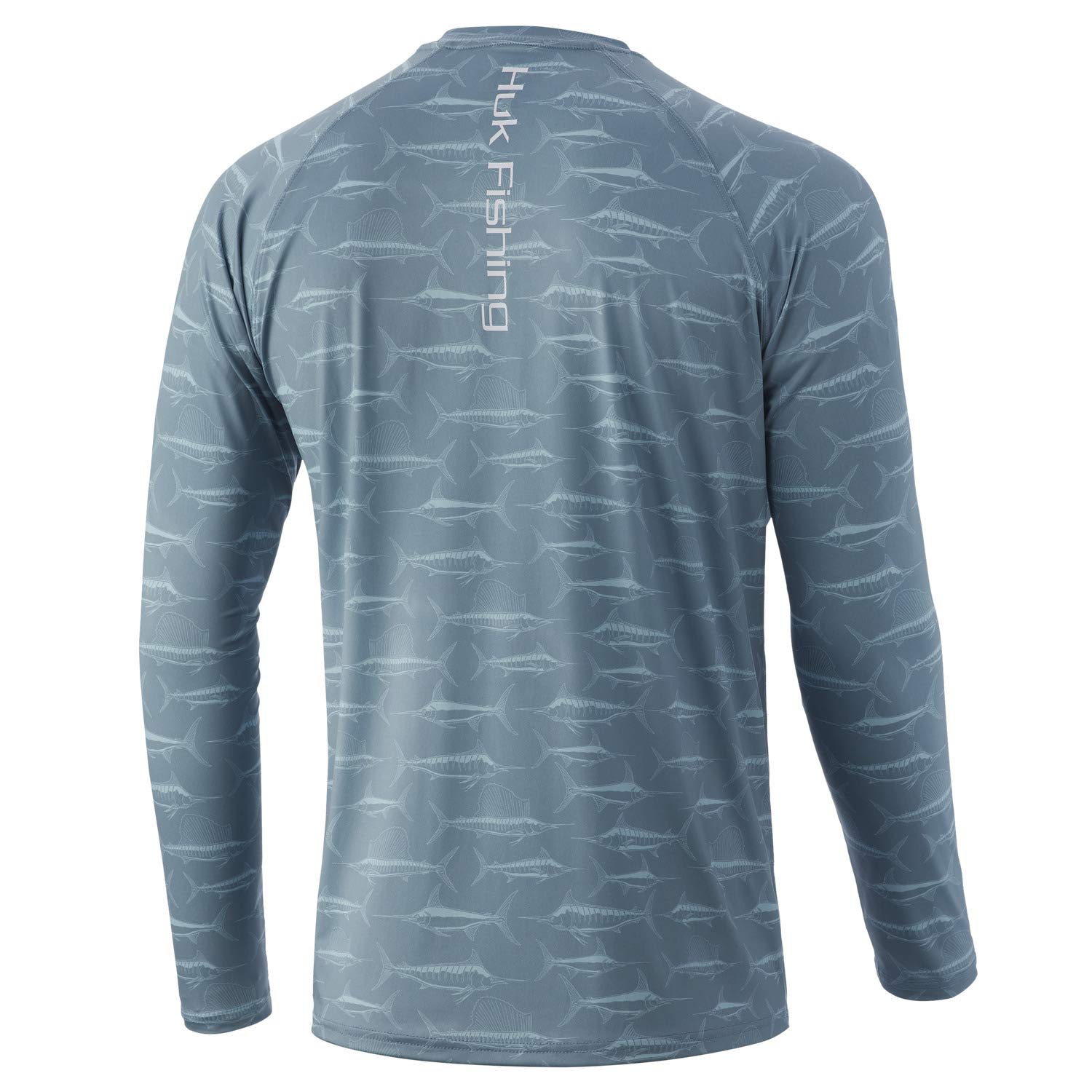 HUK Men's Standard Pattern Pursuit Long Sleeve Performance Fishing Shirt, Silver Blue, Large