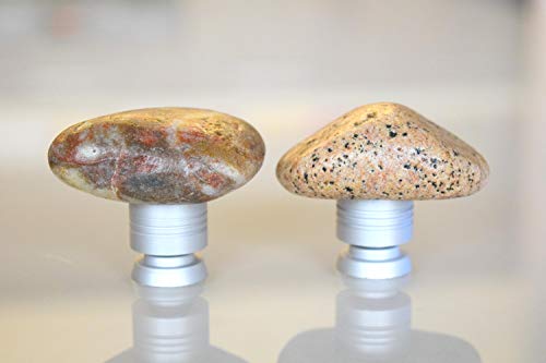 Set of 10 Handmade Natural Beach Stone Cabinet knobs and pulls. Sea Stone Cabinet knob